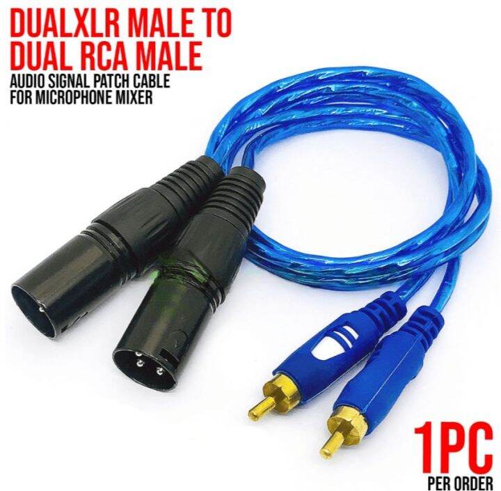 Dual XLR Male to Dual RCA Male Audio Signal Patch Cable for Microphone ...
