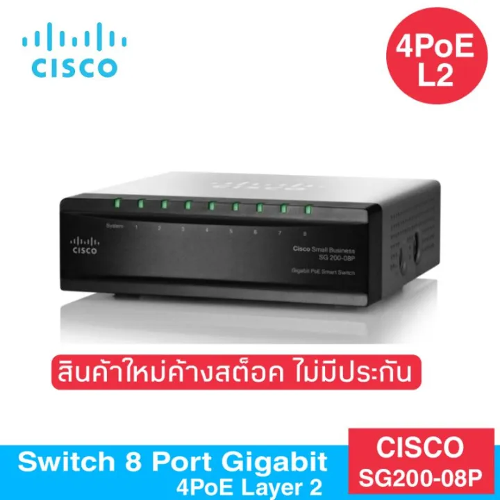ส่งฟรีSwitch Cisco 8 Port Gigabit SG200-08P (4PoE) Layer 2เก็บเงินปลาย ...