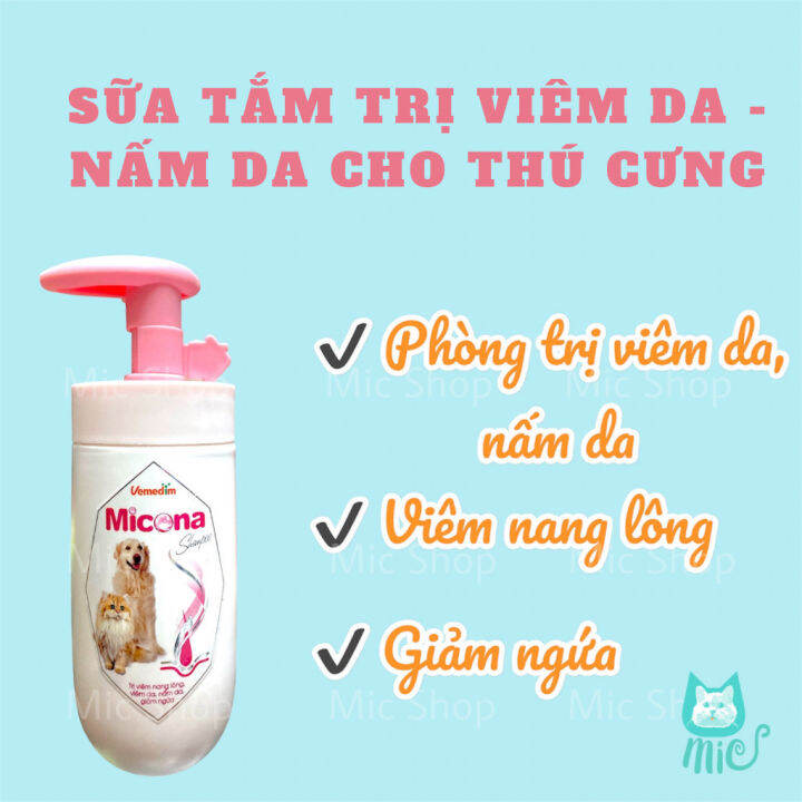 Sữa tắm cho chó mèo trị nấm da, viêm da Micona Vemedim 200ml | Lazada.vn
