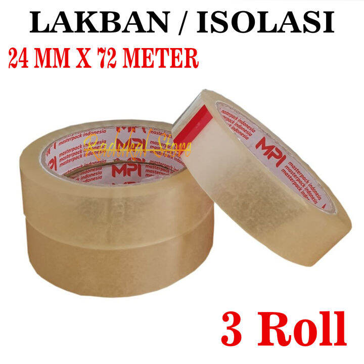 ( 3 ROLL ) LAKBAN ISOLASI 24MM x 72 METER BENING MPI / LAKBAN SUPER ...