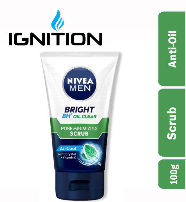 Nivea Men Bright 8H Oil Clear Pore Minimizing Scrub 100g | Lazada