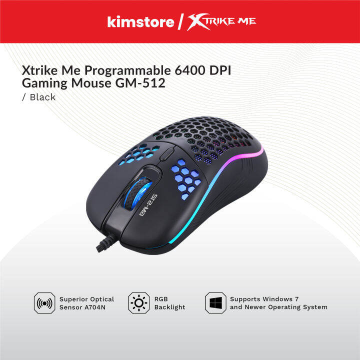 KIMSTORE Xtrike Me Programmable 6400 DPI Gaming Mouse GM-512 - Black ...