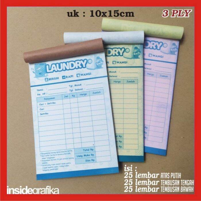 Nota Laundry 3 Ply Rangkap Kuitansi Laundri Kwitansi Kertas Loundri ...