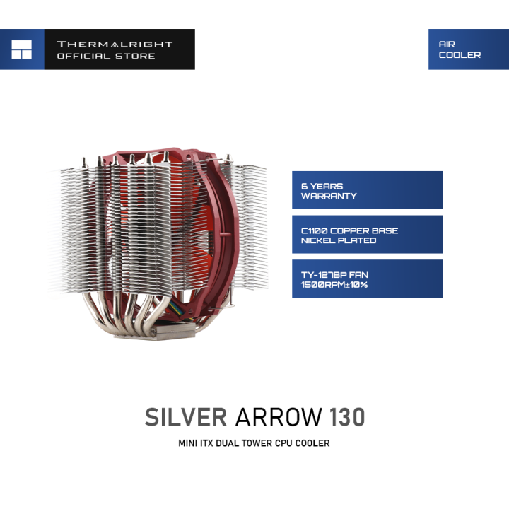 Thermalright Silver Arrow 130 Mini ITX Dual Tower CPU Cooler, Fan Speed ...