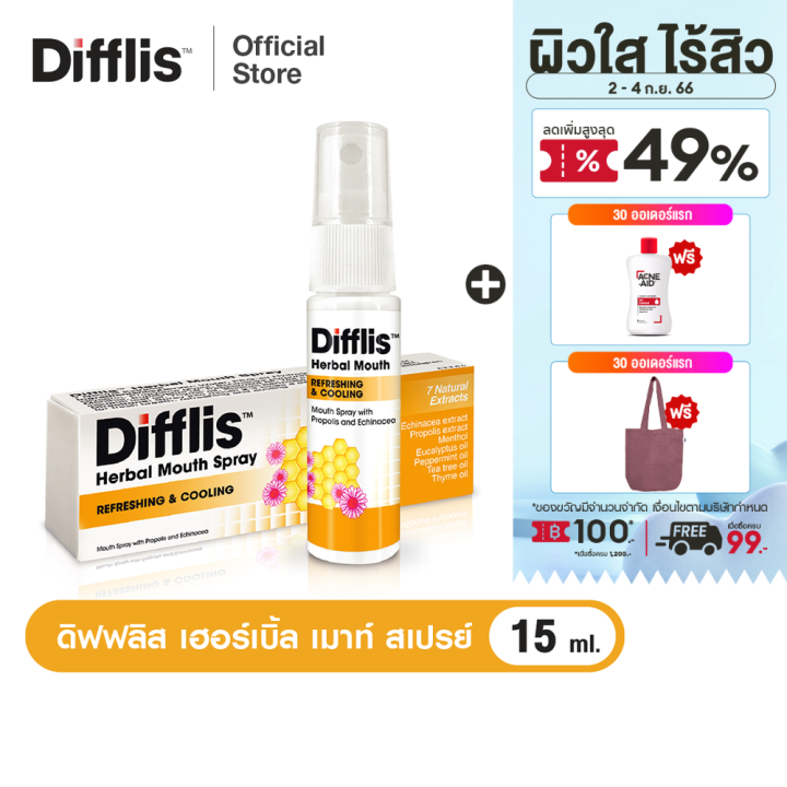 DIFFLIS HERBAL MOUTH SPRAY 15 ML ดิฟฟลิส เฮอร์เบิ้ล เมาท์ สเปรย์ สเปรย์ ...