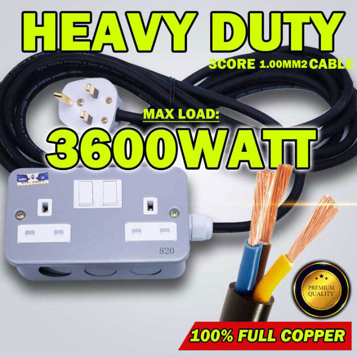 13amp/15amp Metal Clad Heavy Duty Portable Socket Extension Trailing ...