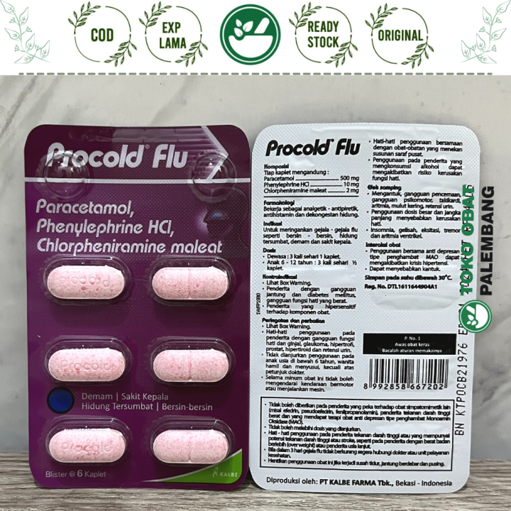 PROCOLD 6 KAPLET DEMAM SAKIT KEPALA HIDUNG TERSUMBAT BERSIN PARACETAMOL ...