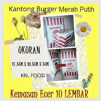 Kemasan kantong burger Ecer 10lembar BUNGKUS BURGER Merah Putih Ecer ...