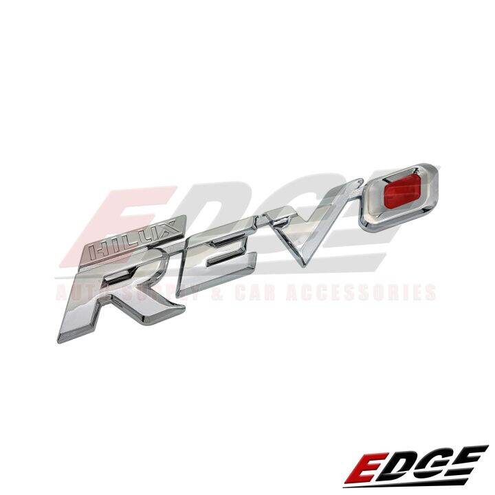 Emblem - REVO - Chrome/Red - 4.4x19.5cm // hilux toyota adhesive ready ...