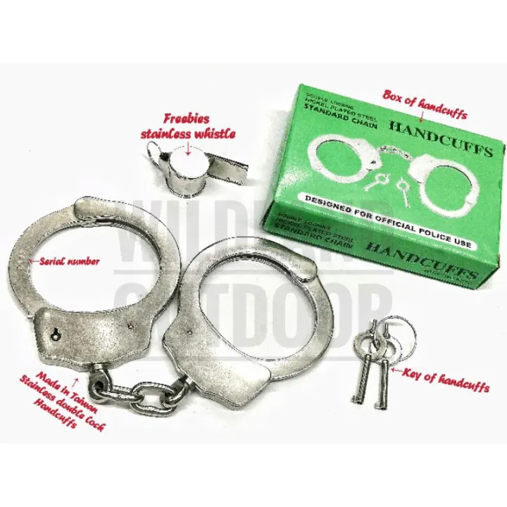 Professional stainless steel double lock handcuff with serial number ...