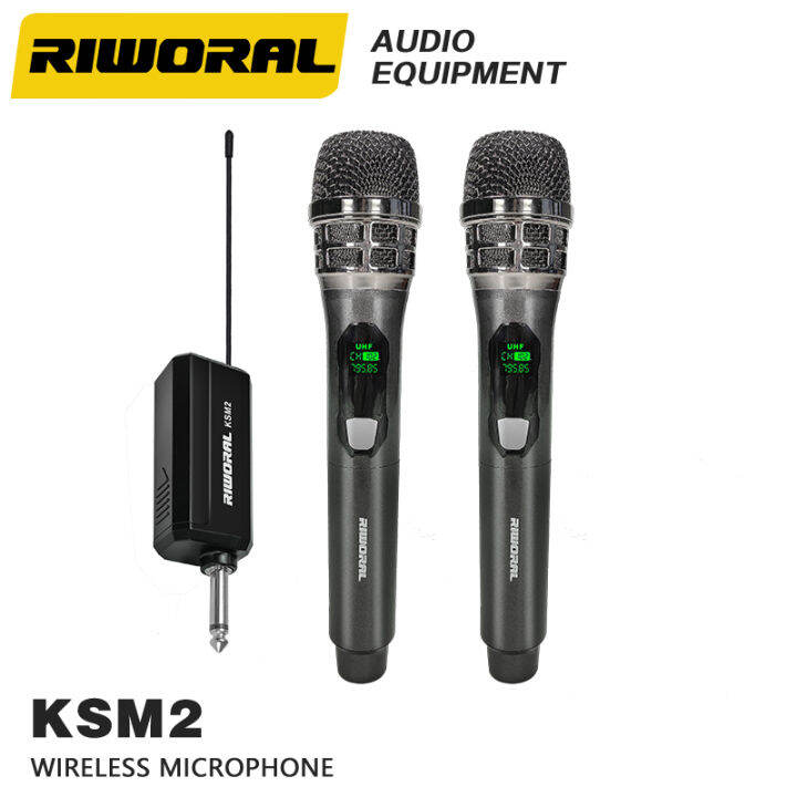 RIWORAL KSM2 UHF Handheld 2pcs Wireless microphone Rechargeable mike ...