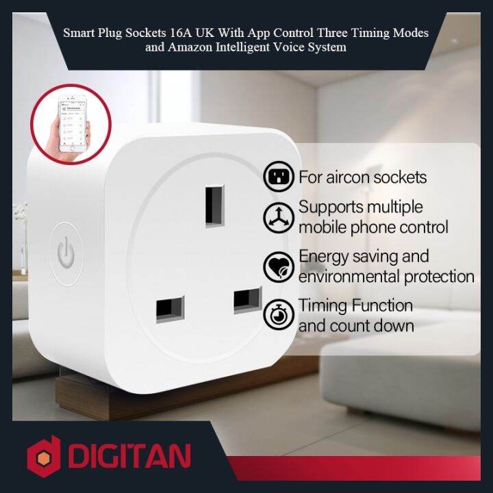 Smart Plug Sockets 10A US 16A UK WiFi Voice App Control Aircon Adaptor ...