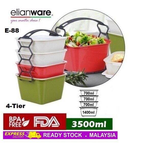 Elianware E-88 Multi Layer Lunch Box Microwaveable 2 Tier 3 Tier 4 Tier ...