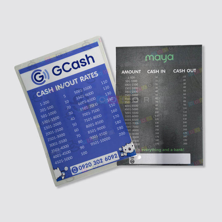 Gcash Maya Cash In Cash Out Rate Laminated Board Signage | Lazada PH