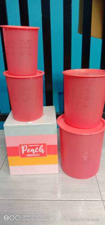 peach canister set mosaic canister toples tupperware | Lazada Indonesia