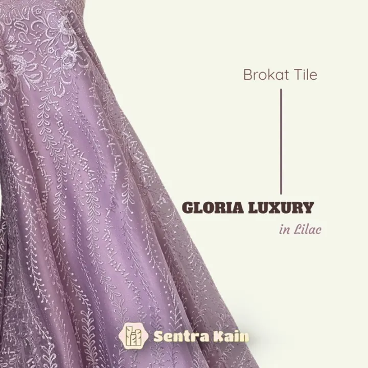 Bahan Brokat Tile Premium Mutiara Gloria Luxury Warna Lilac / Bahan ...