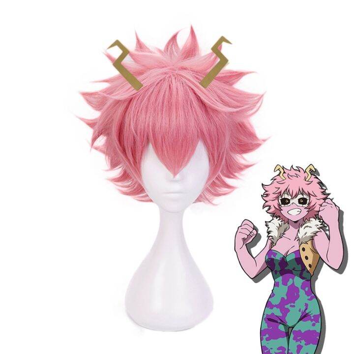 【hot Cos Play】 My Hero Academia Mina Ashido วิกผมสีชมพูพร้อมชุดคอสเพลย์