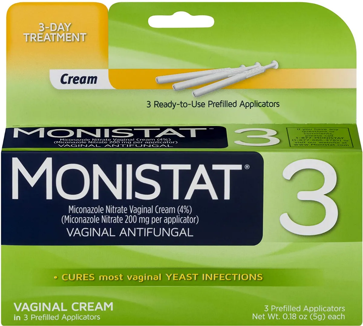 Monistat 3-Day Yeast Infection Treatment Pre-Filled Cream Applicators ...