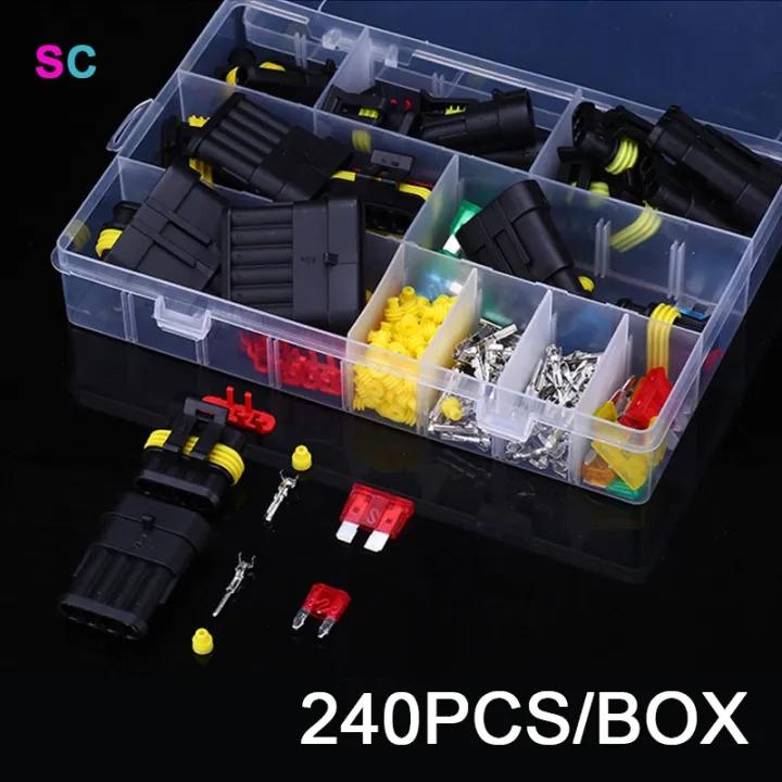 240pcs/Box HID Waterproof Connector Kit With Crimp Wire Seal Terminal ...