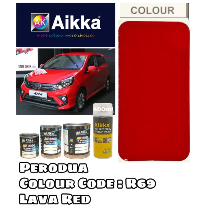 Perodua R69 LAVA RED Aikka Cat Kereta 2k bancuh/ DIY Touch Up Spray Tin ...