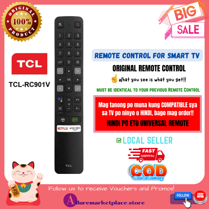 RC901V FMR6 TCL TV Remote Control for Android TV For TCL Smart TV ...