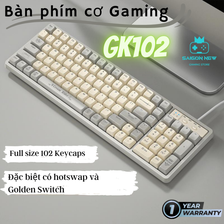 Bàn phím cơ LANGTU GK102 Golden switch - có Hotswap - Led RGB với màu sắc phối màu độc lạ - Bảo ...