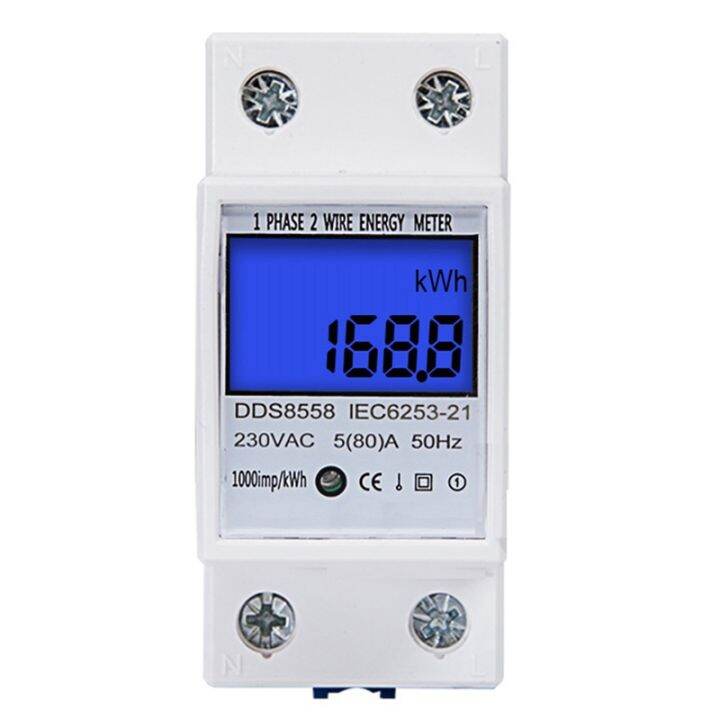 Din Rail KWh Meter 1 Phase 2 Wire LCD Digital Display Power Consumption ...