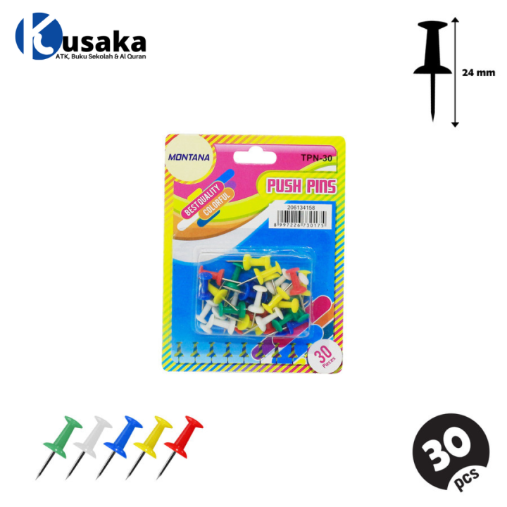 Push Pin Paku Kertas Jarum Tekan Tancapan 30 Pcs | Lazada Indonesia
