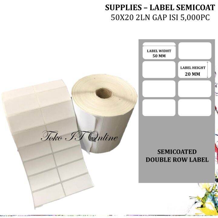 Label Barcode 50x20 50X20 MM 2 Line Semicoated Isi 5000 Label Harga ...