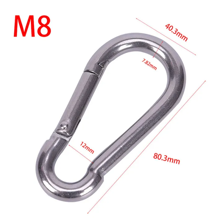 SUPE 304 Stainless Steel Spring Carabiner Snap Hook Keychain Quick Link ...