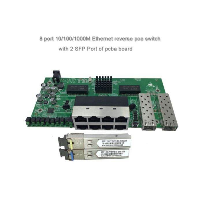 RTL8370MB สวิตช์อีเธอร์เน็ต Poe กลับด้าน8พอร์ต Gigabit พร้อมตัวต่อ SC Mode-3KM เดี่ยวไฟเบอร์ SFP ...