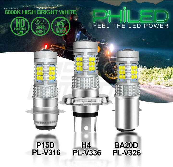 PHILED UNIVERSAL HEADLIGHT LED BULB H4 T19 STX FOG LIGHT HIGH-LOW BEAM FOR 12V MOTORCYCLE AND ...