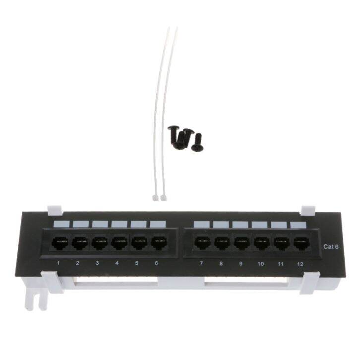 12 Port CAT6 Patch Panel RJ45 Networking Wall Mount Rack Mount Bracket ...