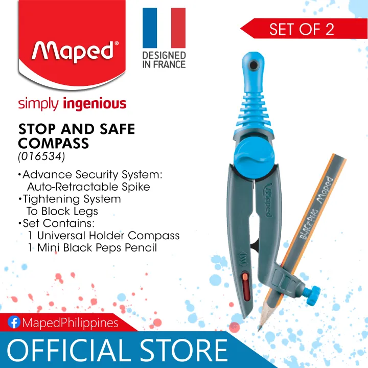 MAPED Stop & Safe Compass | 2-piece Set | 192611 | School Compass Set ...