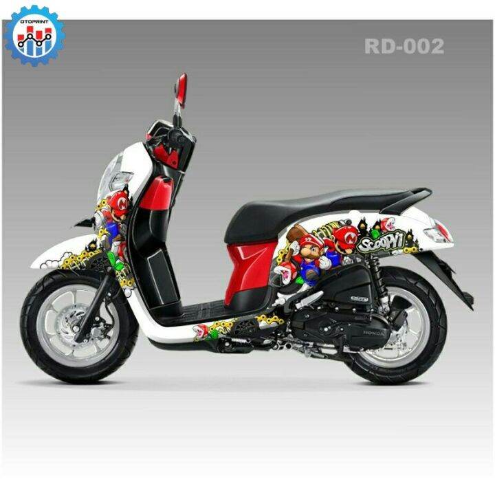 Stiker Motor / Decal sticker Scoopy variasi super mario varian warna ...