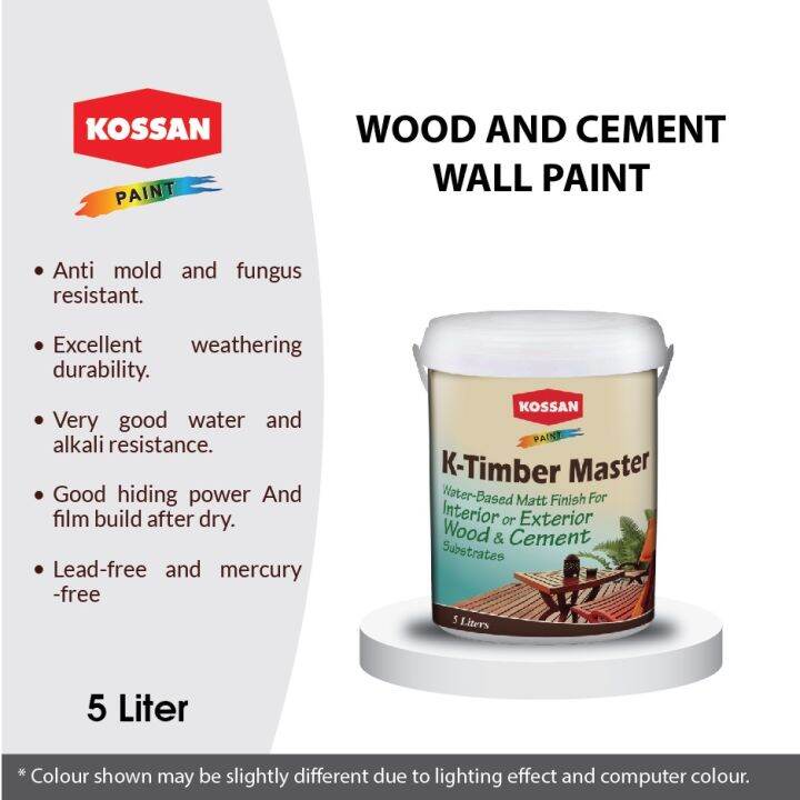 5L Kossan Timber Master Matt Finish Exterior/Interior Wood and Cement ...