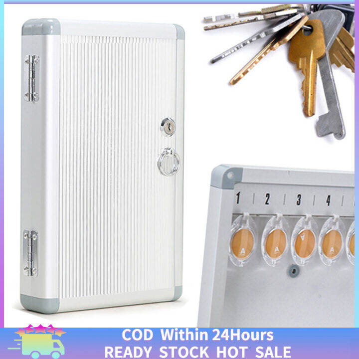 24 Keys Key Box with Lock Wall Mount Key Safe Box with Hooks and Large ...