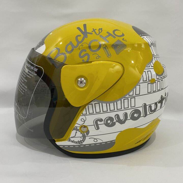 Helm Evo Revolution Kuning Half Face SNI Dewasa Motif - bukan KYT INK ...