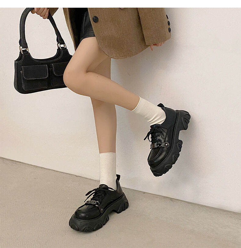 💥sheng miao thailand💥 ฤดูใบไม้ผลิใหม่แพลตฟอร์มหนารองเท้าหนังขนาดเล็ก ...