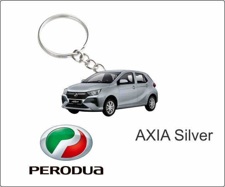 perodua axia silver new 2023 keychain 2d | Lazada