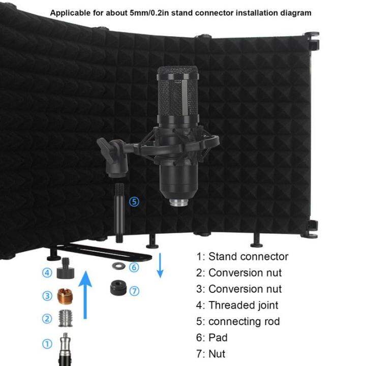 3/5 Panels Adjustable Microphone Isolation Shield Cover Wind Screen Pop ...