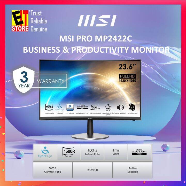 MSI MONITOR PRO MP2422C 24" FULL HD CURVED /1ms MPRT /100HZ REFRESH ...