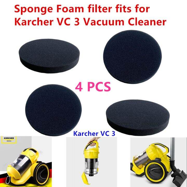 ตัวกรองโฟมฟองน้ำ4ชิ้นเหมาะกับอุปกรณ์เสริม Karcher VC 3ชิ้นส่วน ...