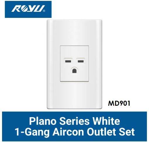-EASYLITE-ROYU 1-GANG AIRCON OUTLET SET (WHITE/DARK WOOD) | Lazada PH