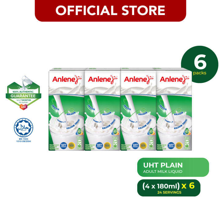 ANLENE High Calcium UHT Milk Plain (4 x 180ml x 6) | Lazada