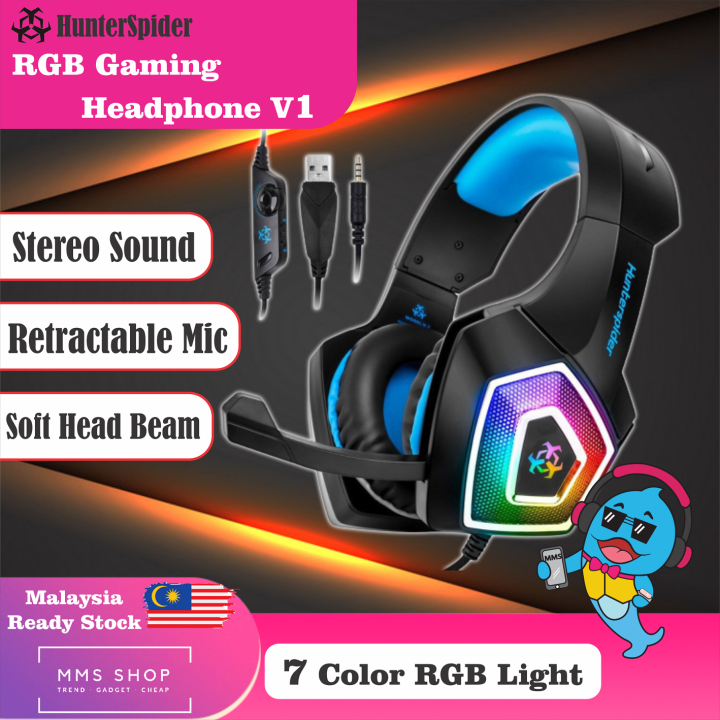 Hunterspider V1 USB Gaming Headset PC Game Headphone Surround Sound ...