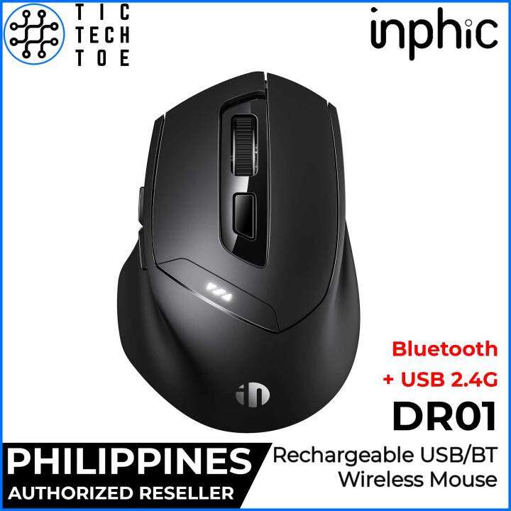Inphic DR01 Tri-Mode Rechargeable Wireless 2.4G USB BT 5.0 4.0 1600DPI Silent Ergonomic Mouse ...