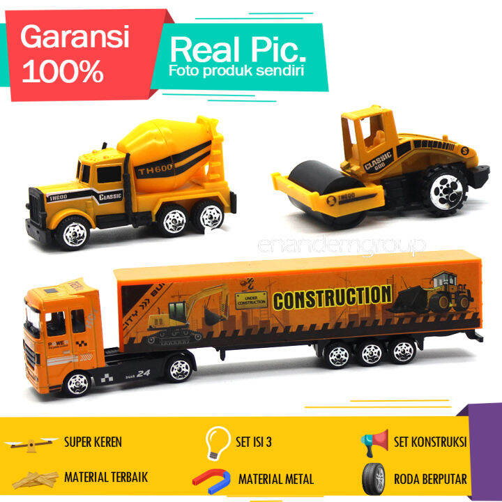 Mainan Diecast Miniatur Mobil Truk Kontainer Gandeng Konstruksi Besi ...