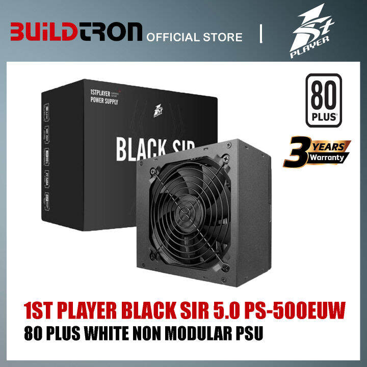 1st Player Black Sir 500W 80PLUS WHITE 230V EU Rated Flat Cable Power ...