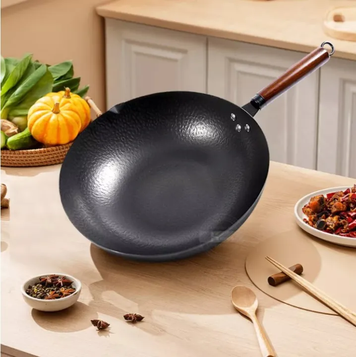 iFormonix Chinese Handmade Iron wok 32cm forge Frying Pan General use ...